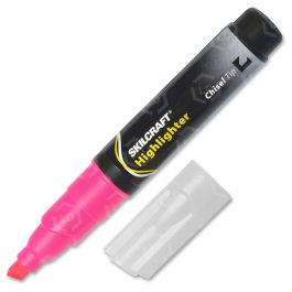 Skilcraft Chisel Tip Tube Type Fluorescent Pink Highlighter - 12 Pack ...