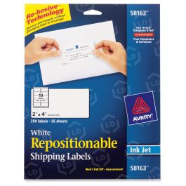 Avery Rectangle 4" x 2" Repositionable Mailing Label for Inket Printer ...