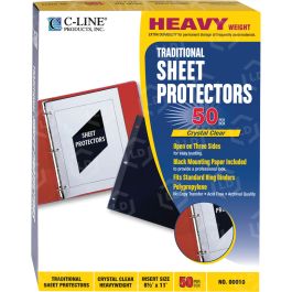 C-Line Clear Poly Side Load Sheet Protectors - 50 per box - LD Products