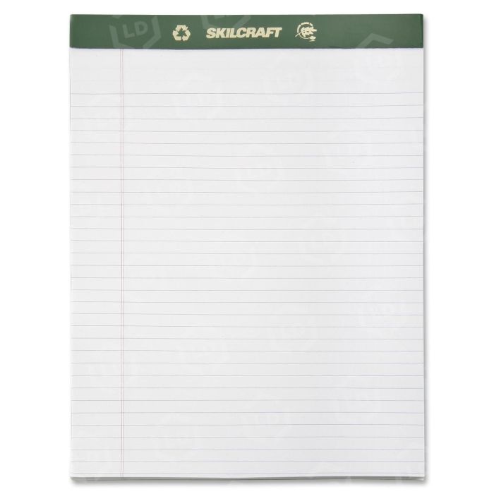 Skilcraft Perforated Writing Pad - 50 Sheet - 20lb - Ruled - Letter 8.5 ...