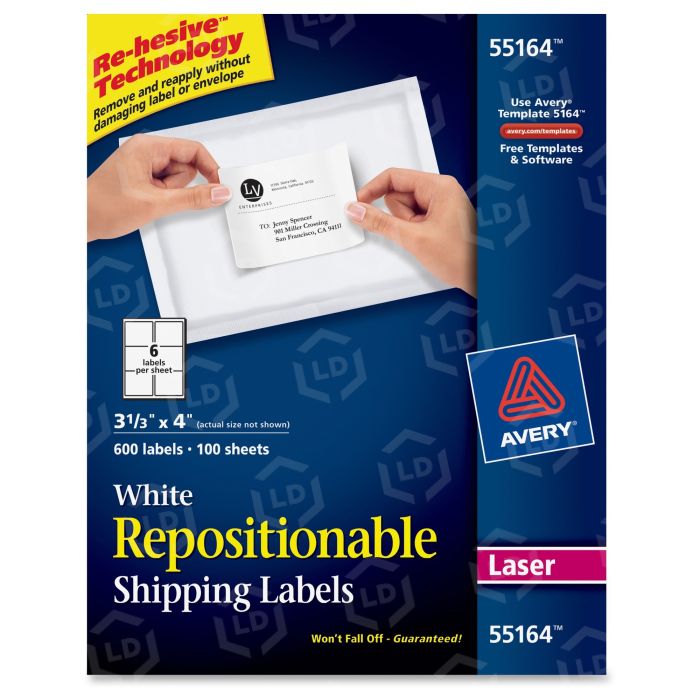 Avery Rectangle 3.33" x 4" Repositionable Mailing Label for Laser ...