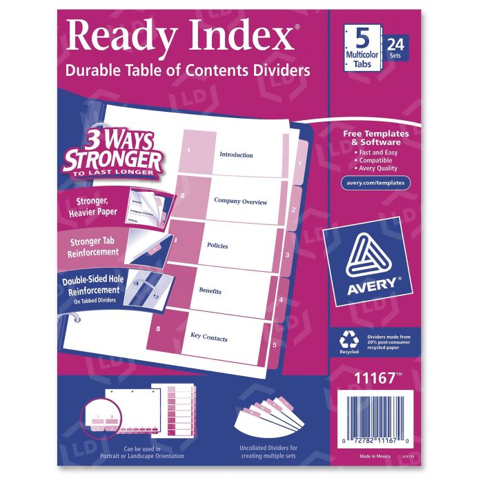 Avery Uncollated Index Divider - LD Products